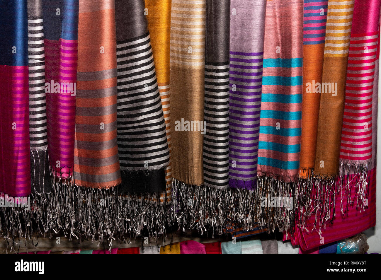 Cambodia, Phnom Penh, Koh Dach, Silk Island traditional weaving centre ...