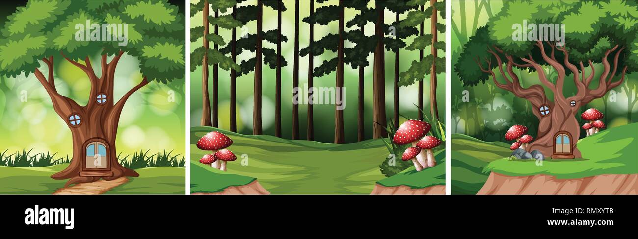 Set of fairy tale forest illustration Stock Vector Image & Art - Alamy