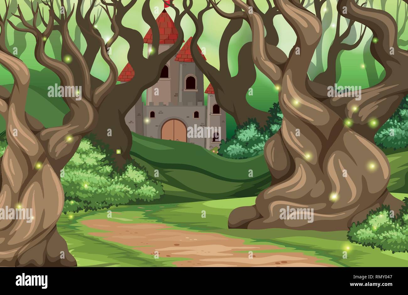 A castle in the forest illustration Stock Vector Image & Art - Alamy