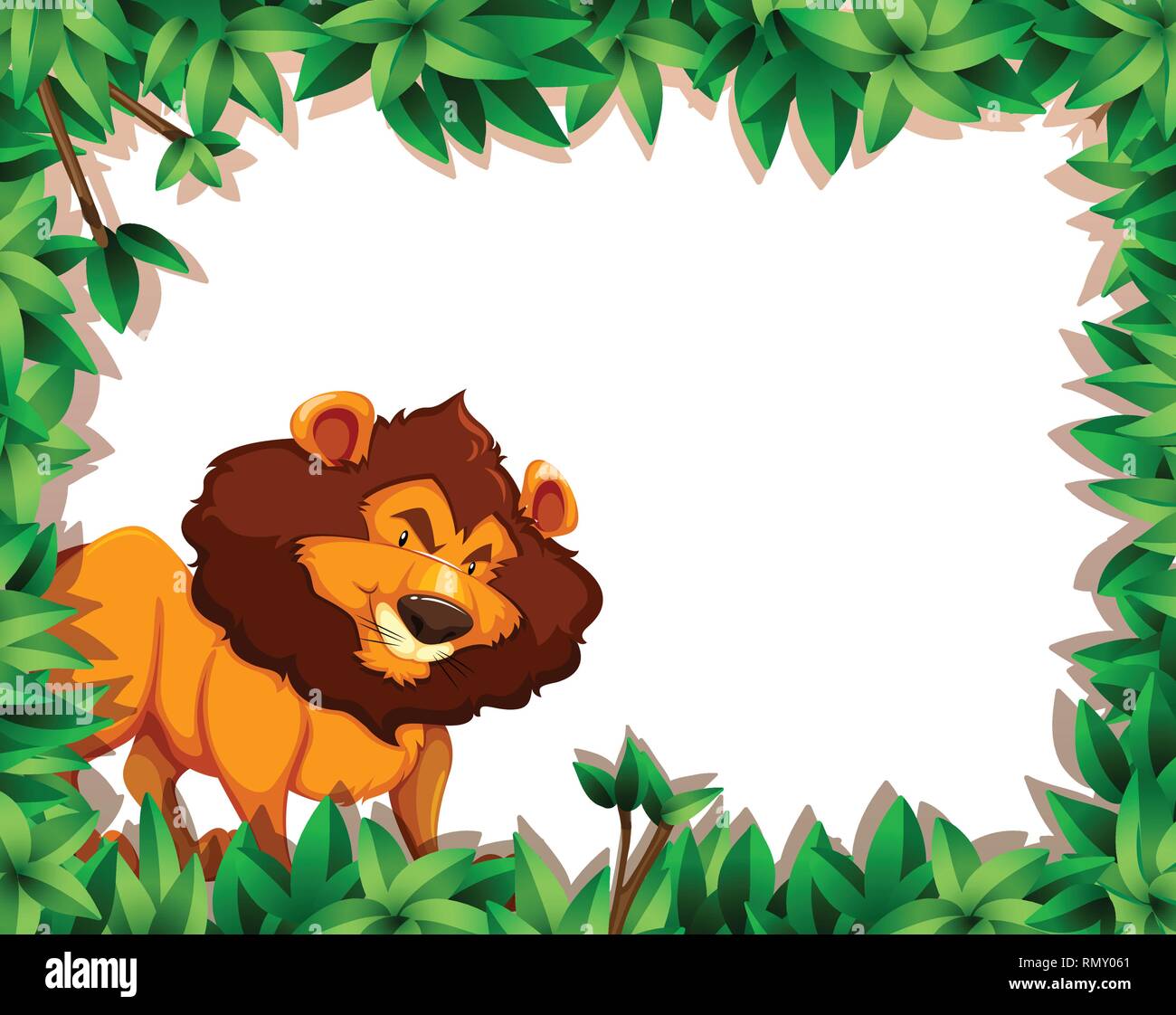 Lion in nature frame illustration Stock Vector Image & Art - Alamy