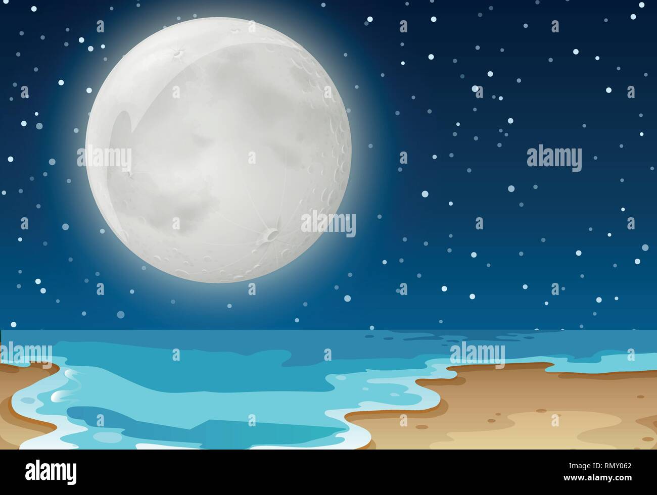 A night beach scene illustration Stock Vector Image & Art - Alamy