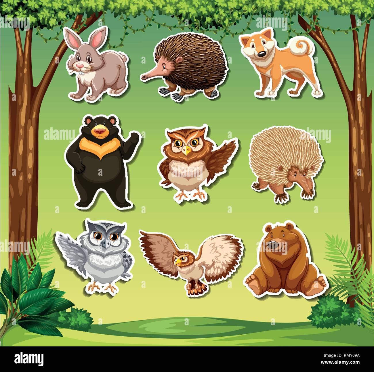 Wild animal sticker tehmplate illustration Stock Vector Image & Art - Alamy