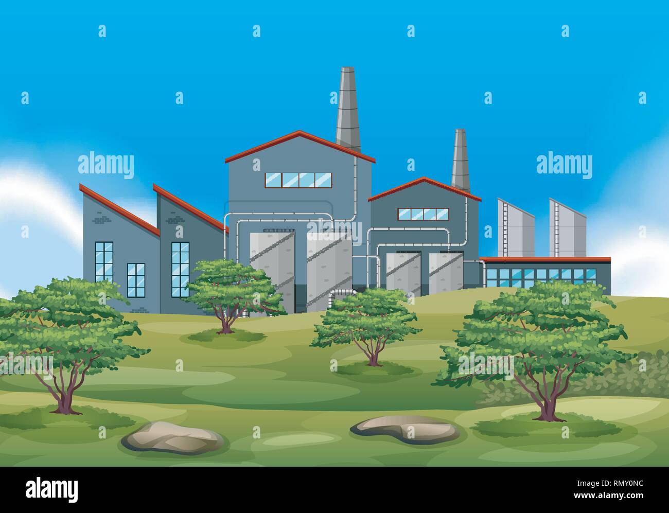 A factory building in nature illustration Stock Vector Image & Art - Alamy
