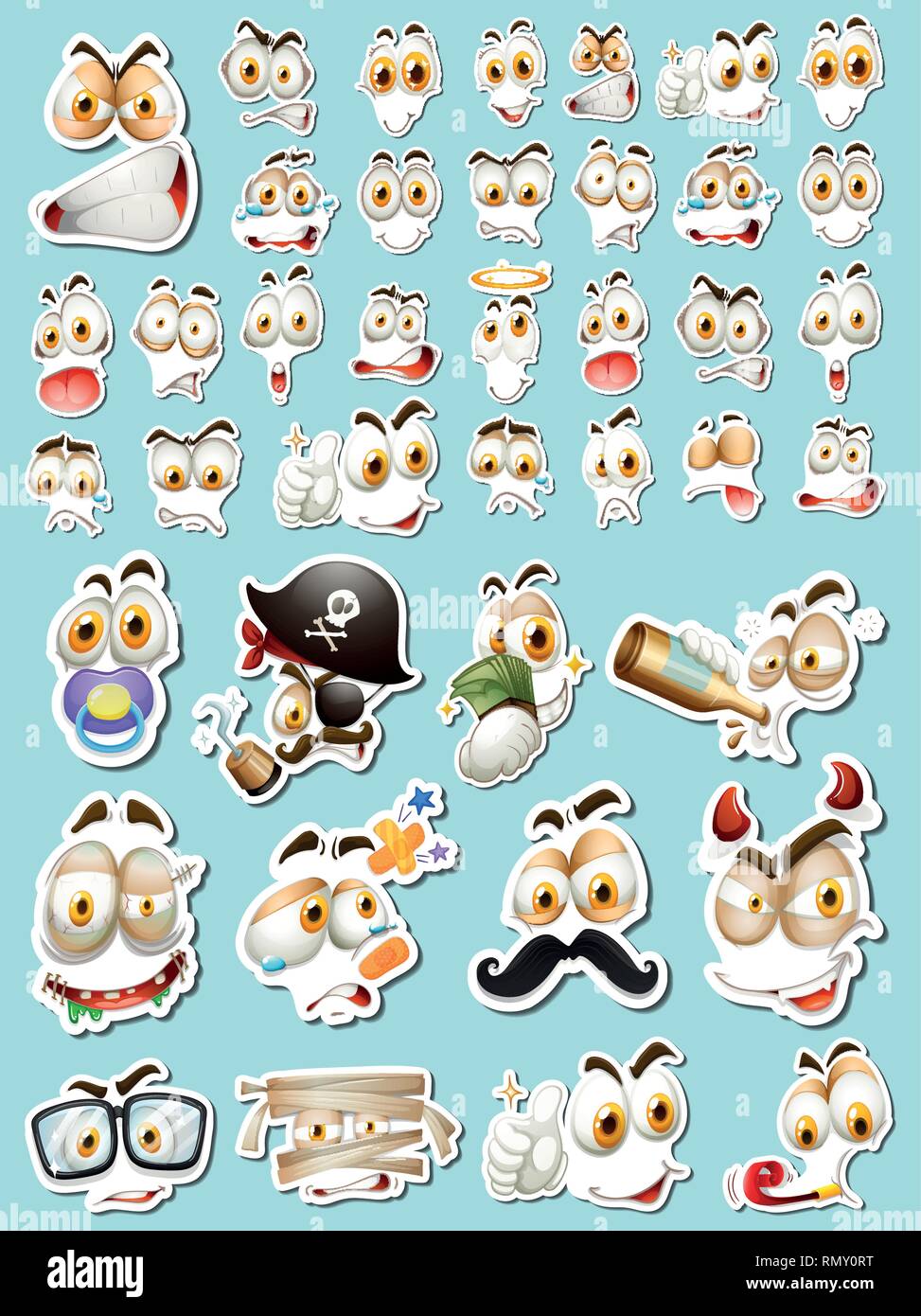 Set of facial expression illustration Stock Vector Image & Art - Alamy