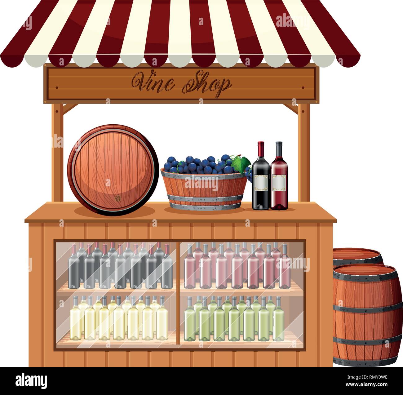 A wine shop stall illustration Stock Vector Image & Art - Alamy