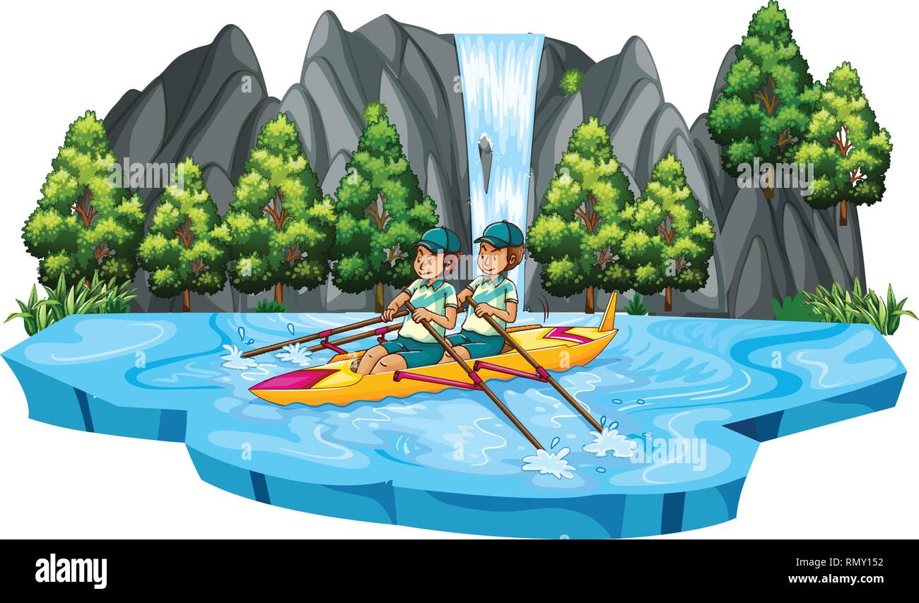 Man canoeing in the lake illustration Stock Vector Image & Art - Alamy
