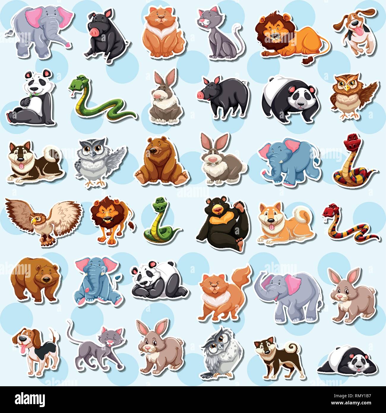 Set of cute animal sticker illustration Stock Vector Image & Art - Alamy