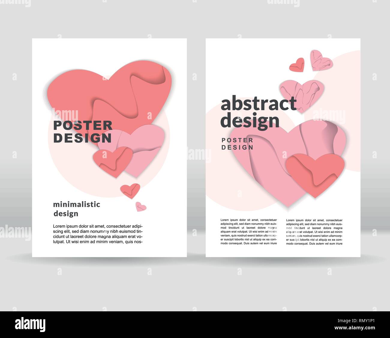 Abstract poster template. Paper hearts concept. It can be used for ...