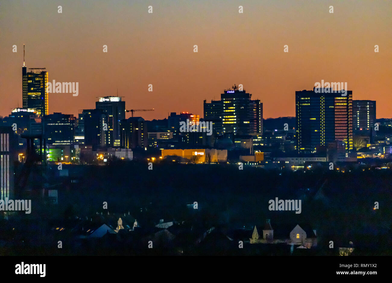 Essen town hall and skyline with rwe tower hi-res stock photography and ...