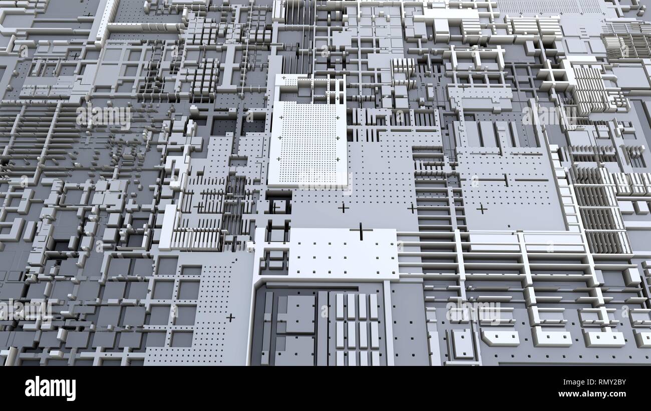 3d render Abstract Technology Background With Cubes Stock Photo - Alamy