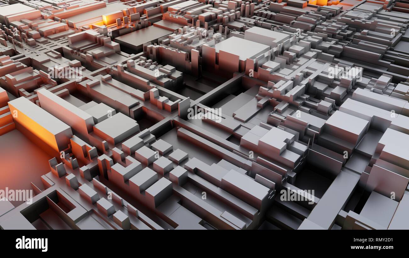 3d render Abstract Technology Background With Cubes Stock Photo - Alamy