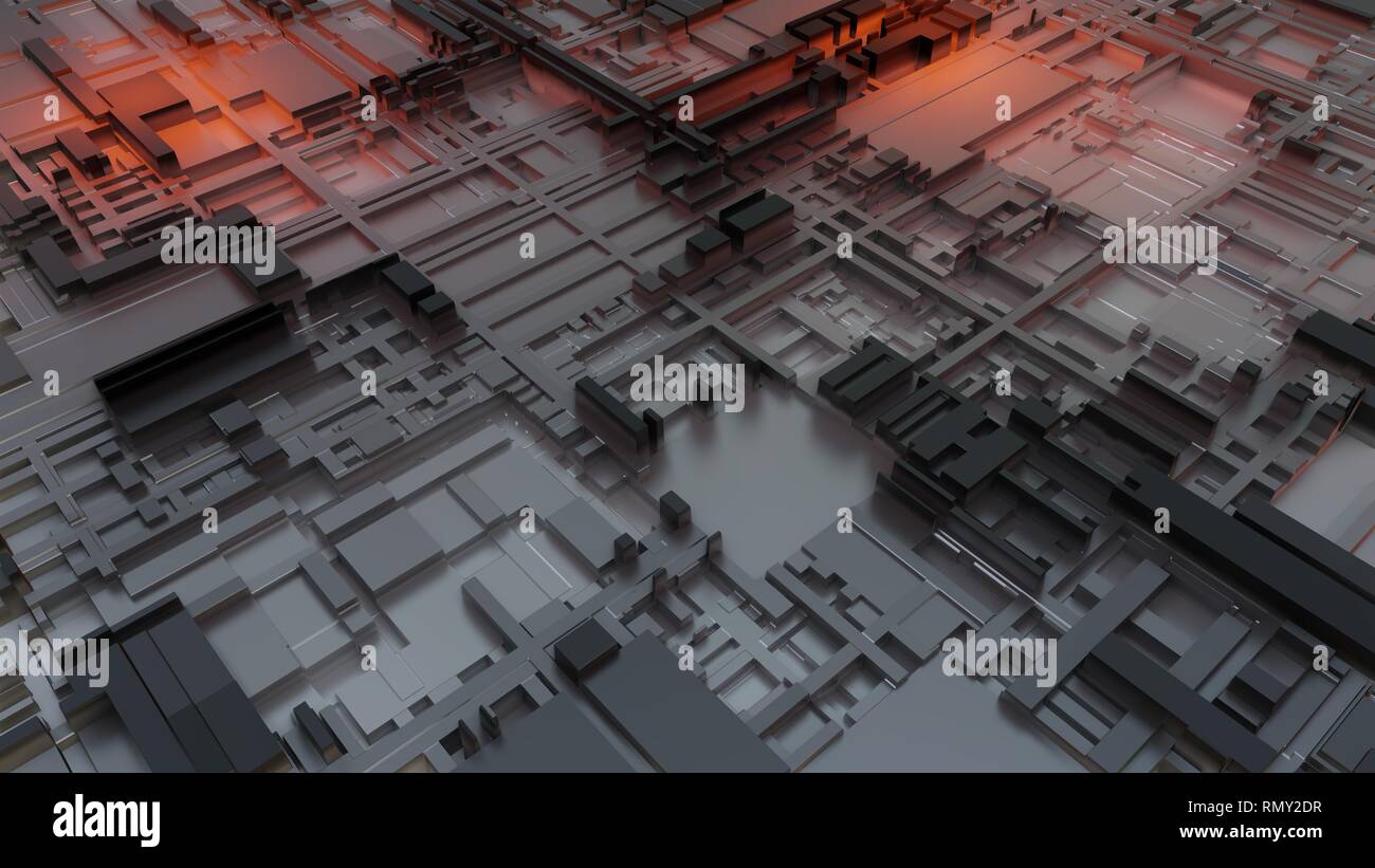 3d render Abstract Technology Background With Cubes Stock Photo - Alamy