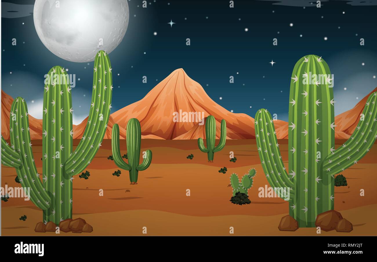 A desert at night illustration Stock Vector Image & Art - Alamy