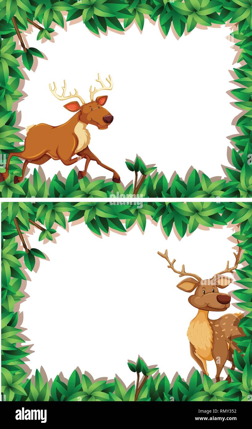 Set of deer in nature frame illustration Stock Vector Image & Art - Alamy