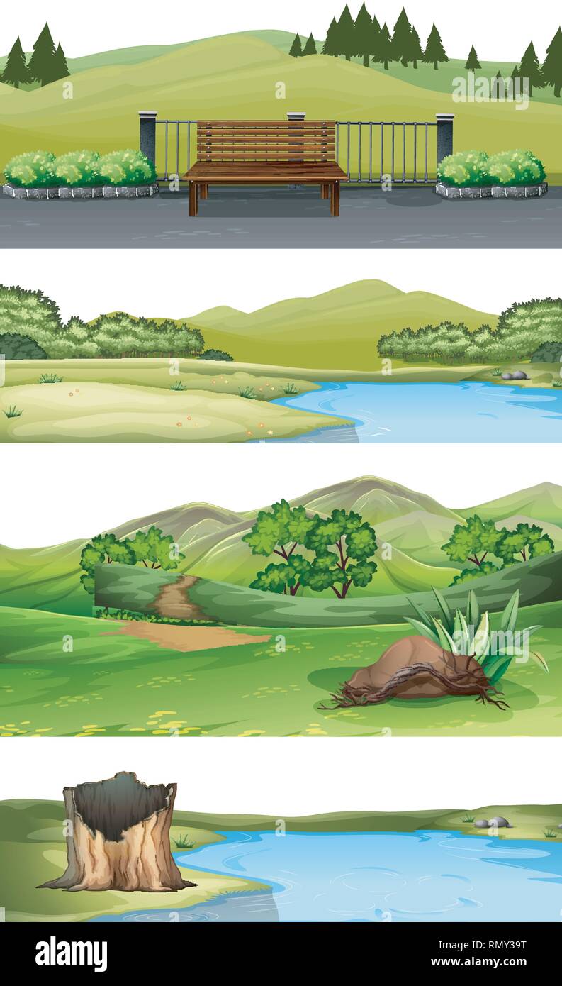 Set of nature scene illustration Stock Vector Image & Art - Alamy