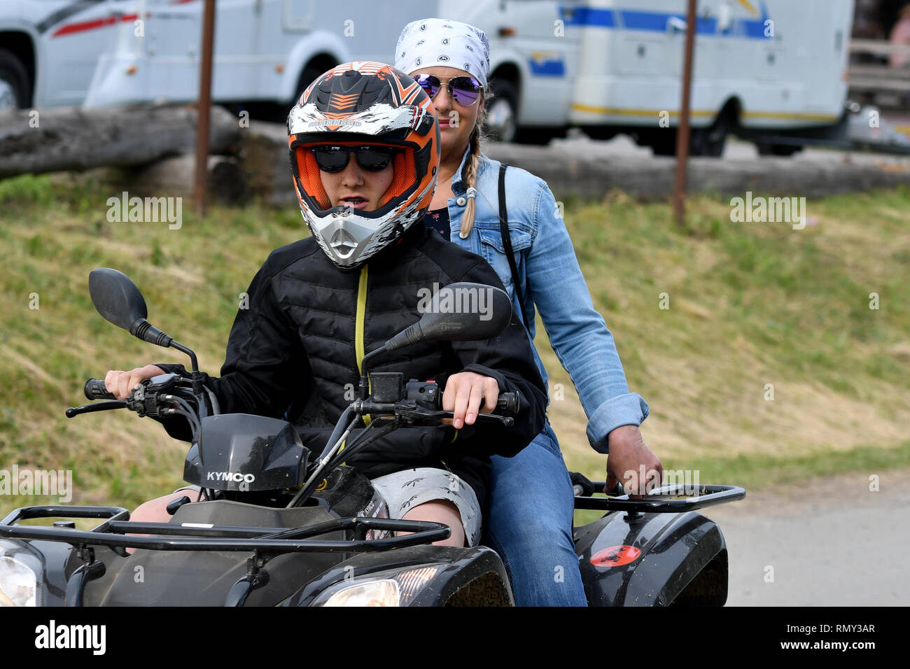 Woman on a quad bike hi-res stock photography and images - Alamy