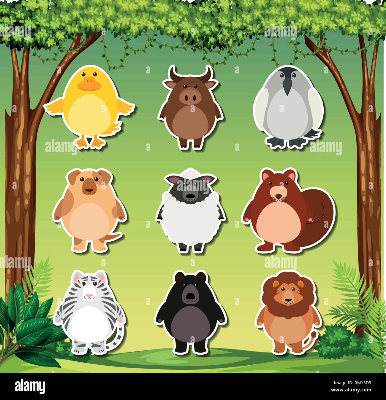 Set of cartoon sticker illustration Stock Vector Image & Art - Alamy
