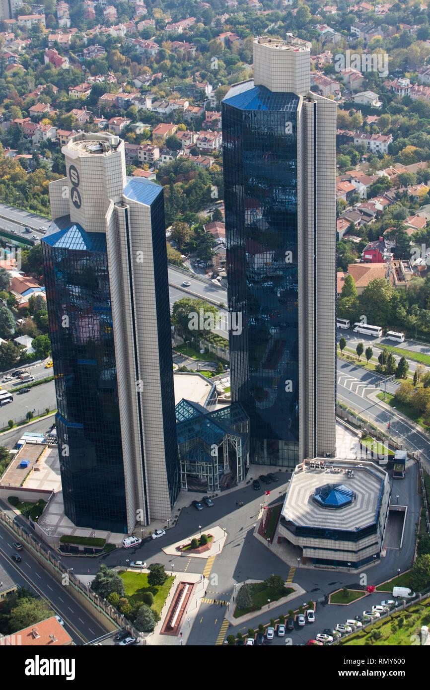 Levent, Istanbul/Turkey: October 16th, 2018. Sabanci Towers in the ...