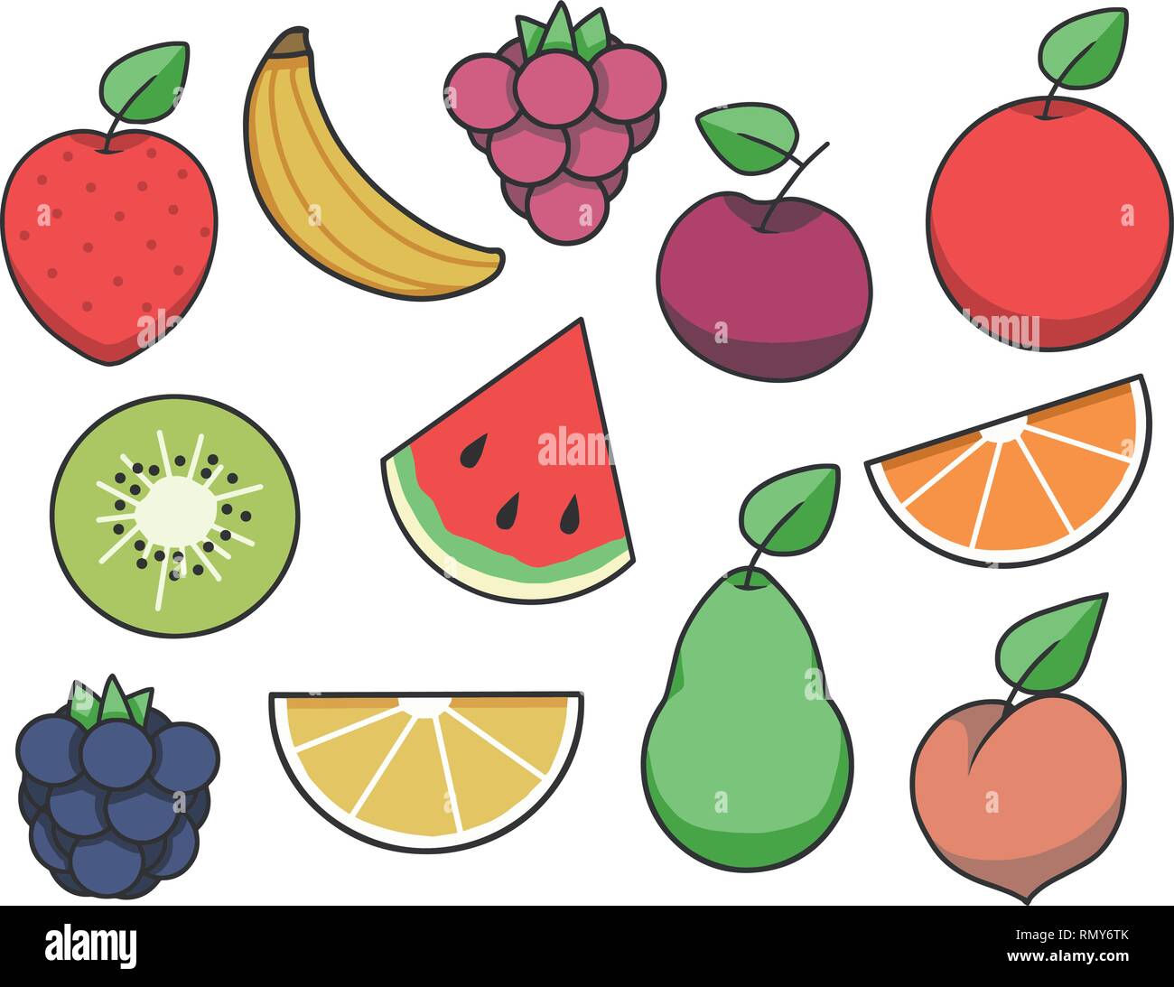 Simple fruit vector icon collection Stock Vector Image & Art - Alamy
