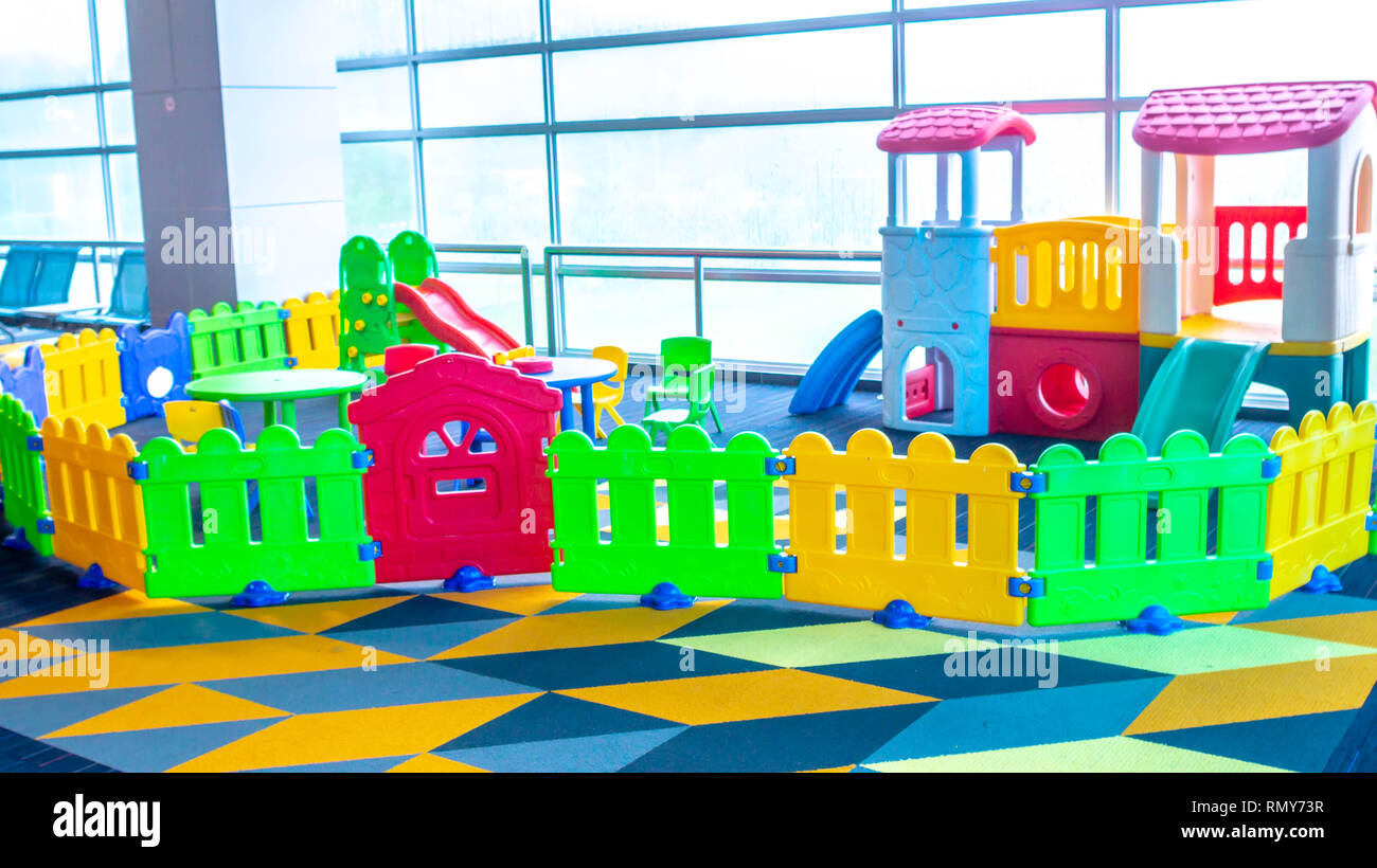colorful playground facility near the windows. education and children ...