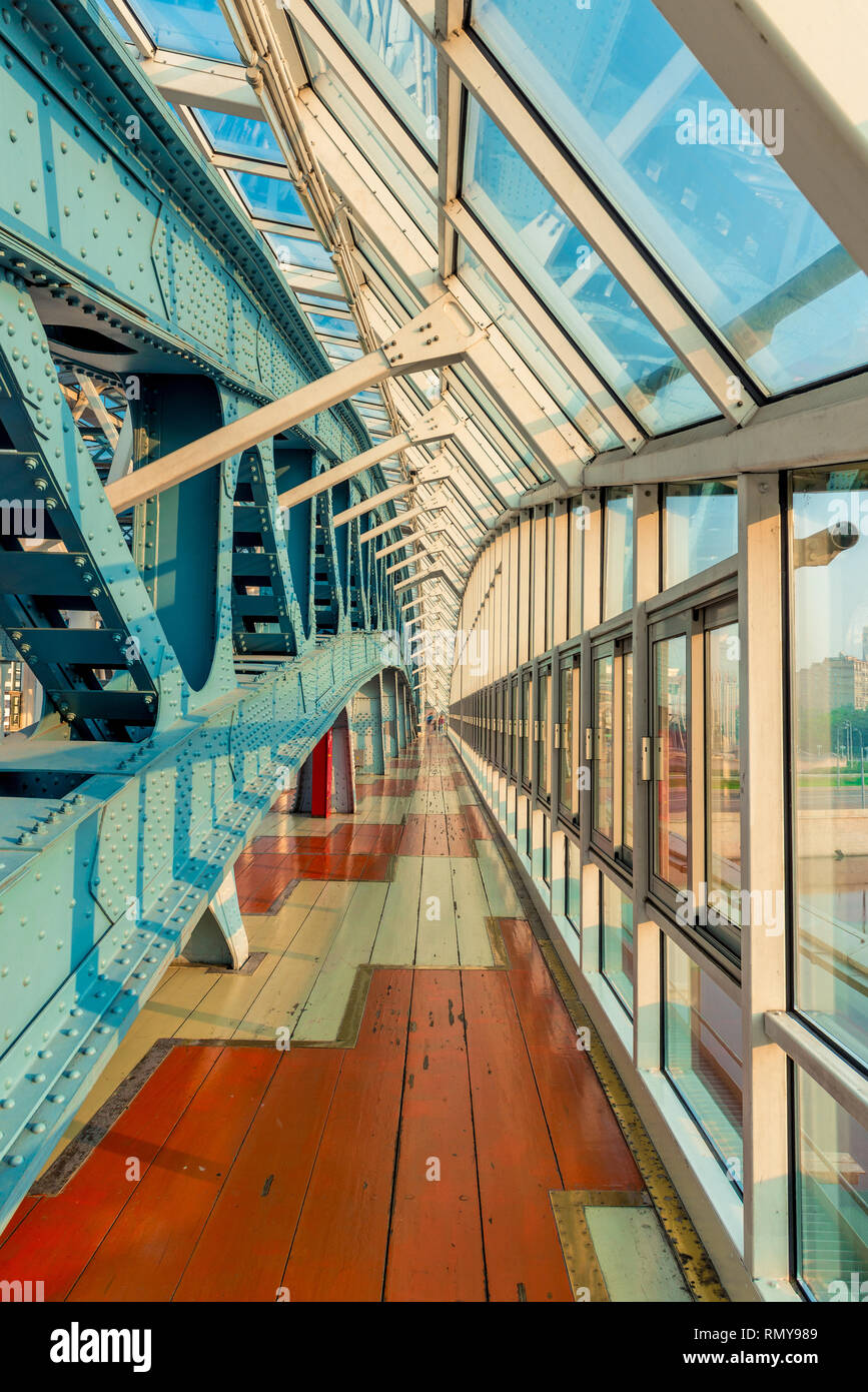 pedestrian bridge inside city parts and buildings Stock Photo - Alamy