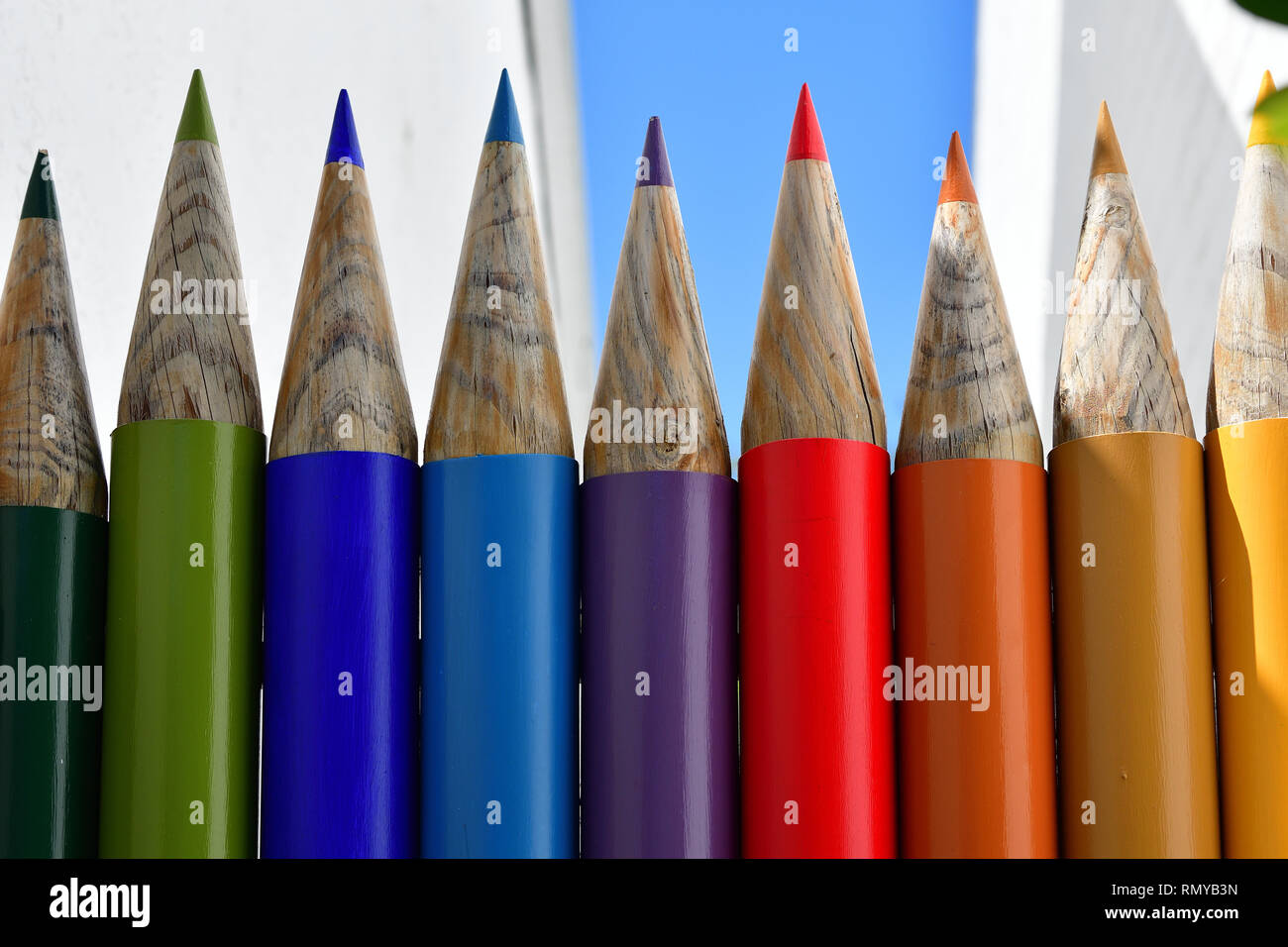 Large color pencils outdoors Stock Photo - Alamy