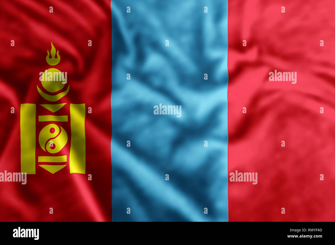 Mongolia stylish waving and closeup flag illustration. Perfect for ...