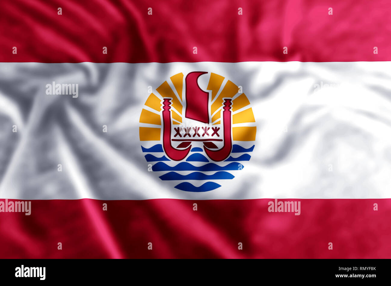 French Polynesia stylish waving and closeup flag illustration. Perfect ...