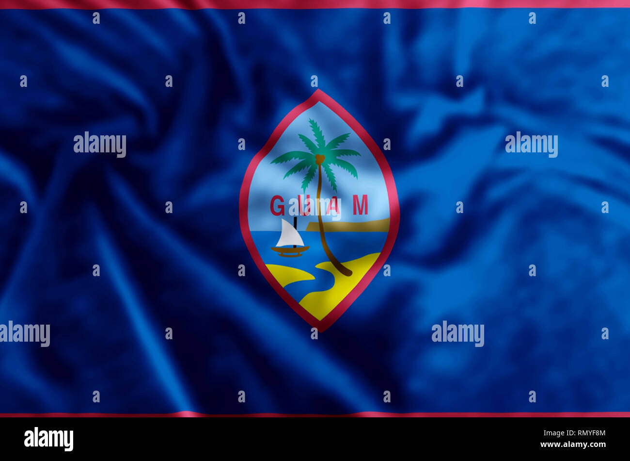 Guam stylish waving and closeup flag illustration. Perfect for ...