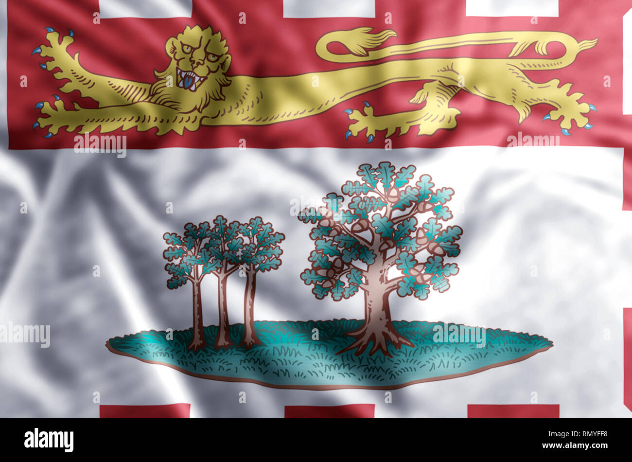 Prince Edward Island stylish waving and closeup flag illustration ...