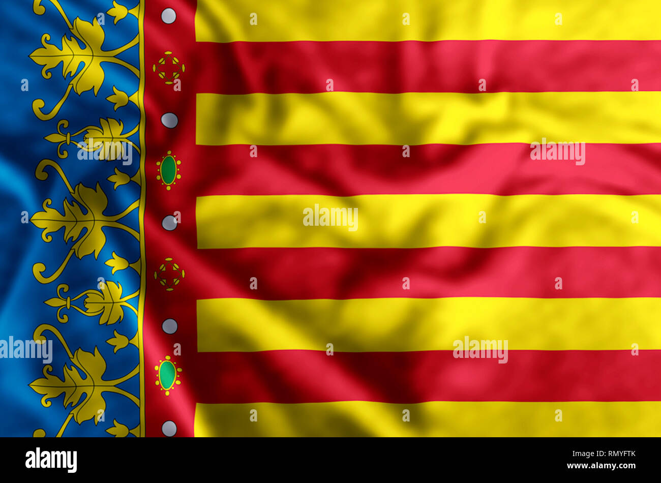 Valencia stylish waving and closeup flag illustration. Perfect for ...