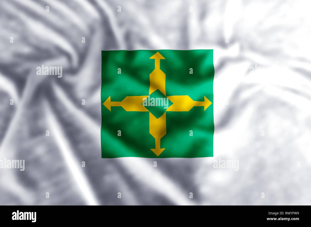 Distrito Federal stylish waving and closeup flag illustration. Perfect ...