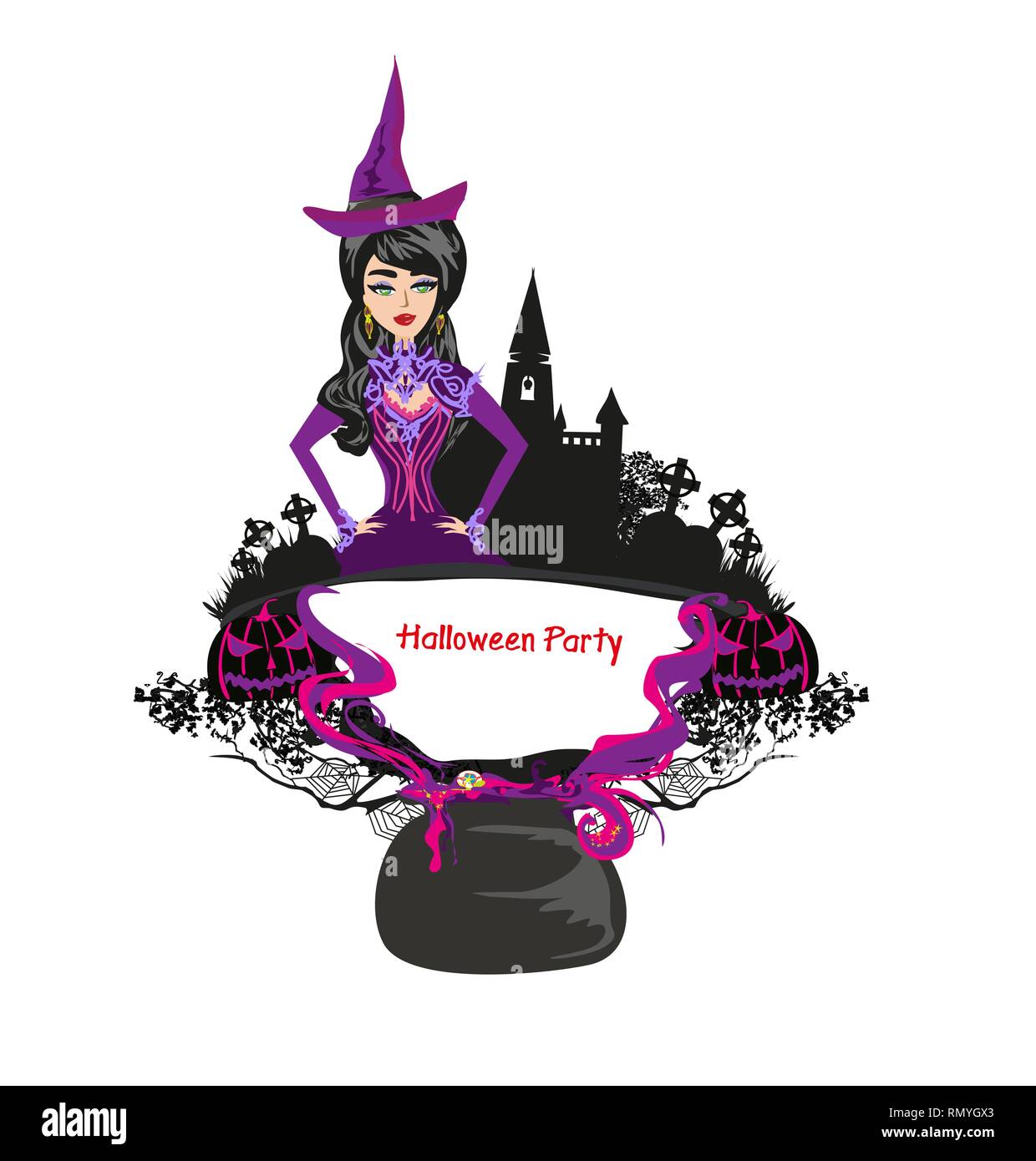 Halloween witch - decorative frame Stock Vector Image & Art - Alamy