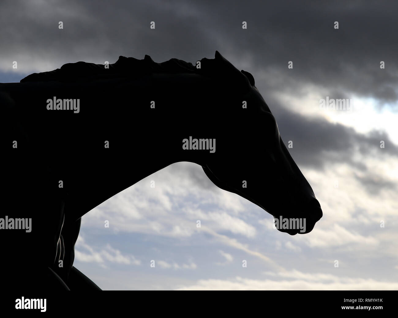 A general view of a horse statue during the William Hill Grand National ...