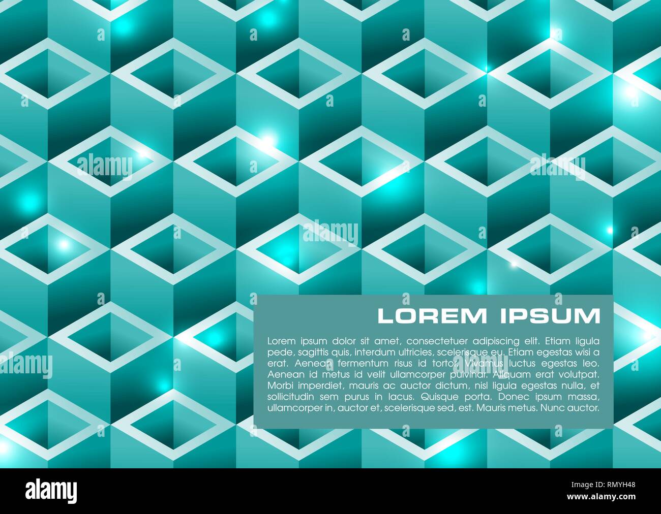 Vector abstract colorful background with cyan 3D rectangle Stock Vector ...