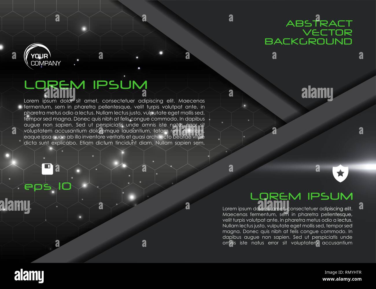 Vector abstract colorful background with geometric shape and green text ...