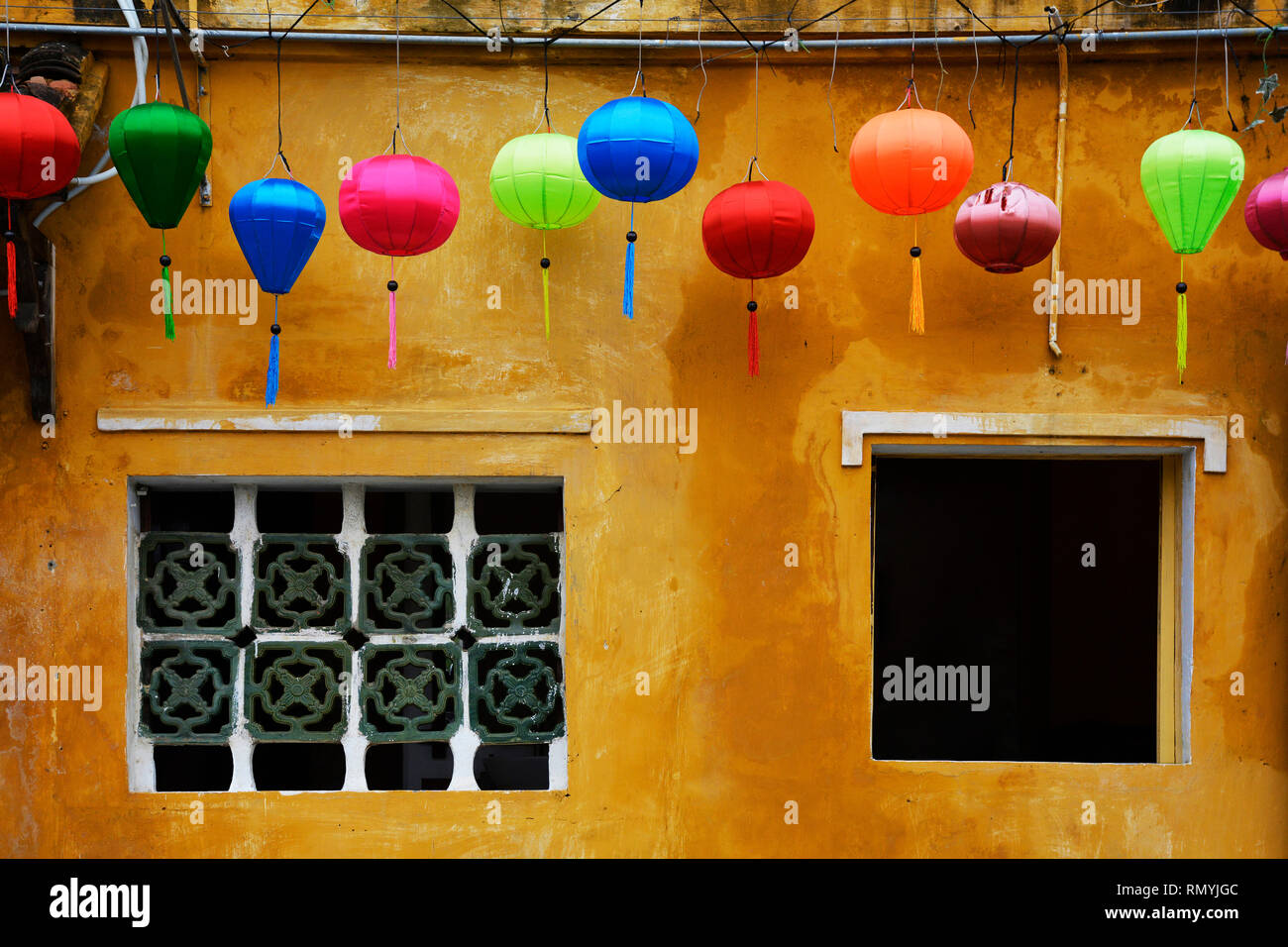 Old windows in the historic UNESCO listed central Vietnamese town of ...