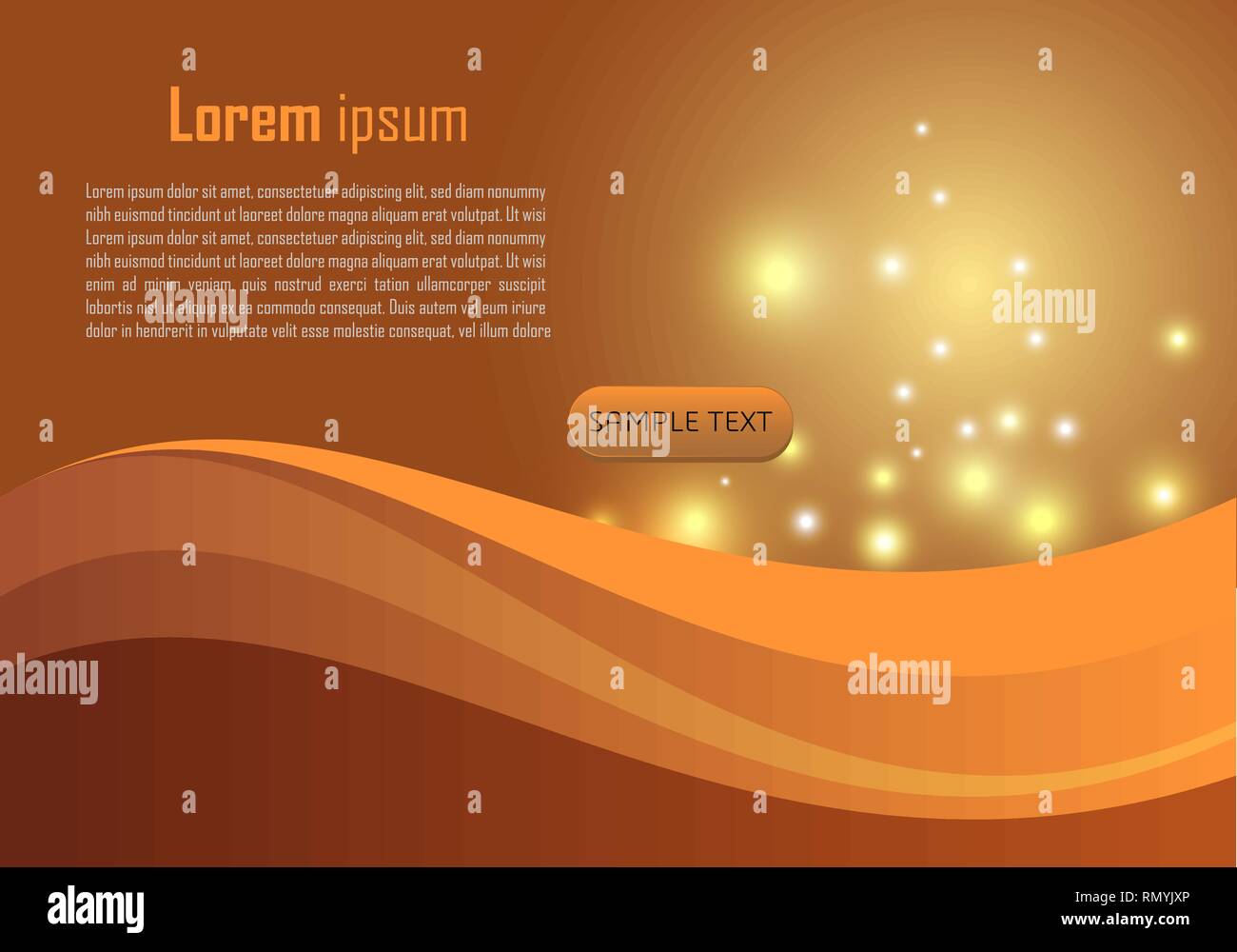 Vector abstract background with wave and shiny background in brown and ...