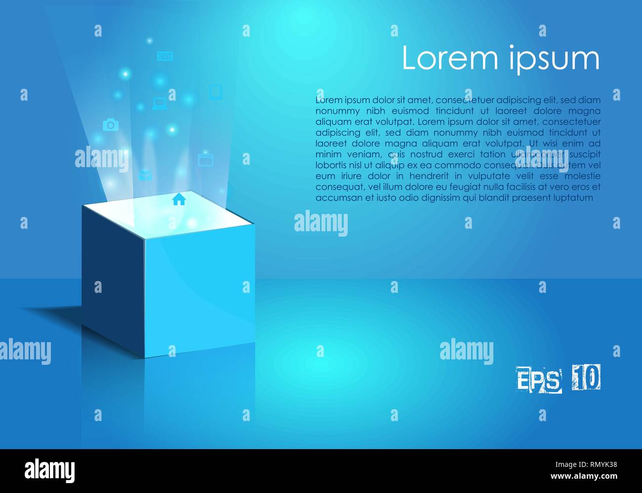 Magic box with light and icon in blue color Stock Vector Image & Art ...