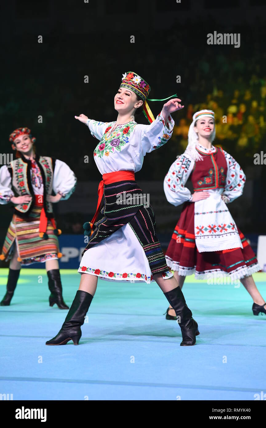 Kyiv, Ukraine - April 01, 2017: Performance of ukrainian dance ensemble ...