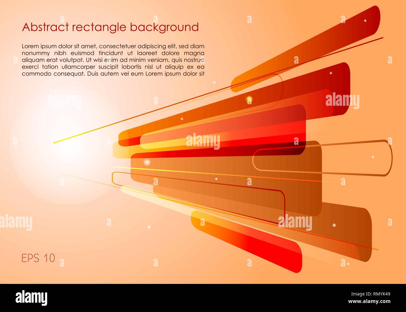 Vector abstract red and orange background with perspective rectangle ...