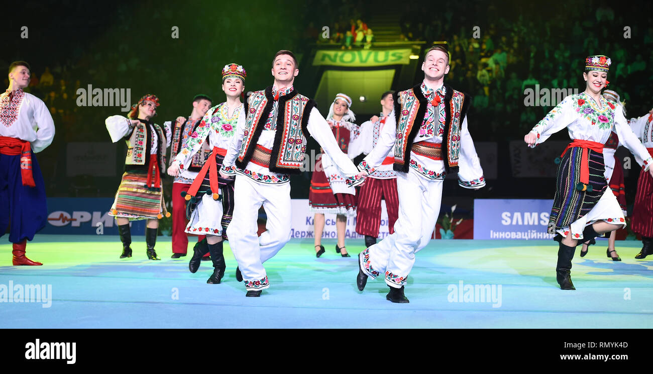 Kyiv, Ukraine - April 01, 2017: Performance of ukrainian dance ensemble ...