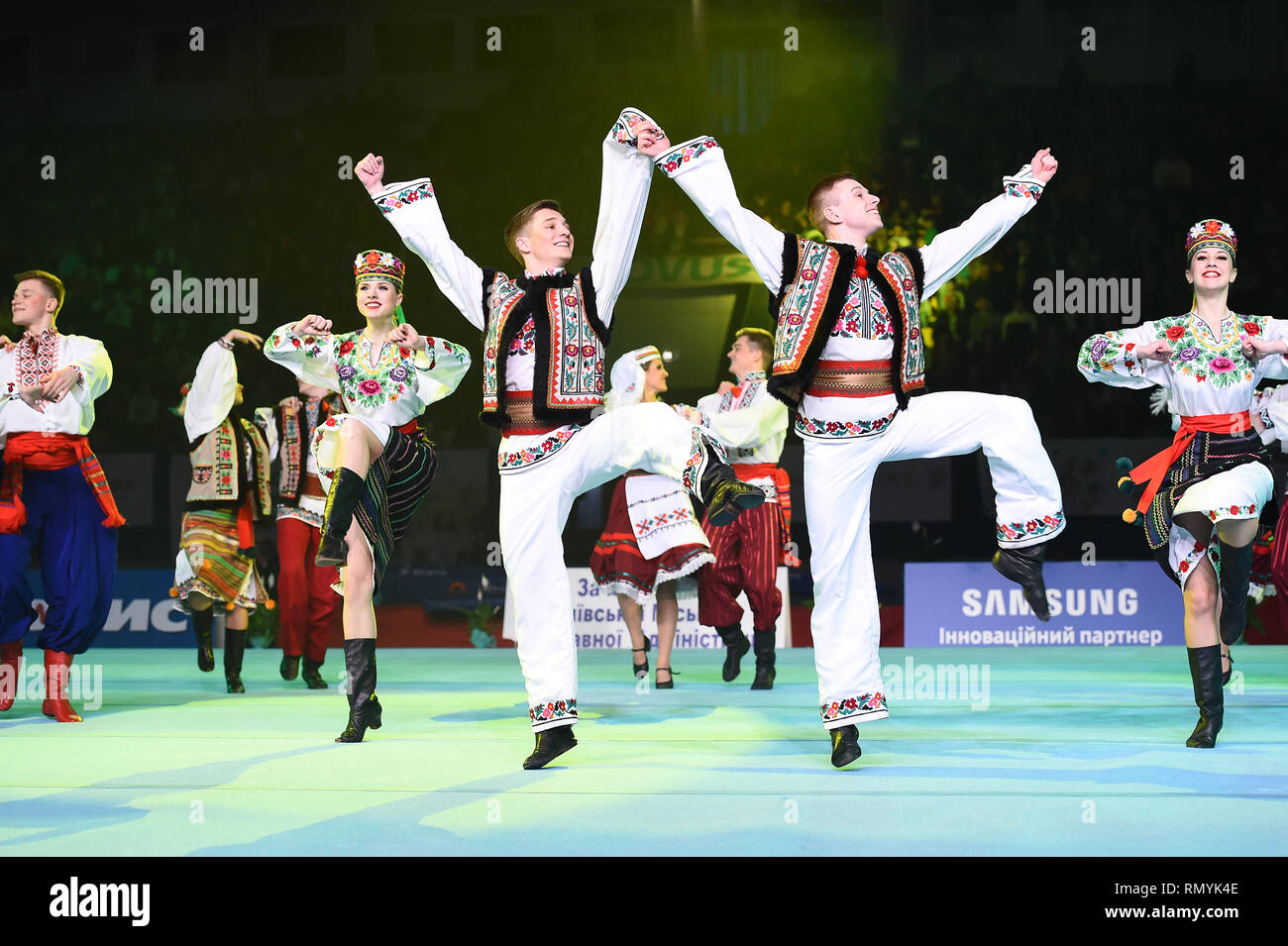 Kyiv, Ukraine - April 01, 2017: Performance of ukrainian dance ensemble ...