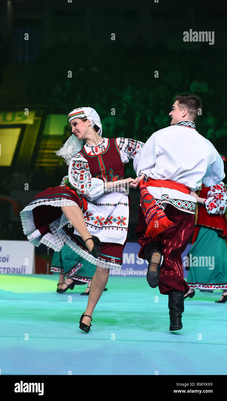 Kyiv, Ukraine - April 01, 2017: Performance of ukrainian dance ensemble ...
