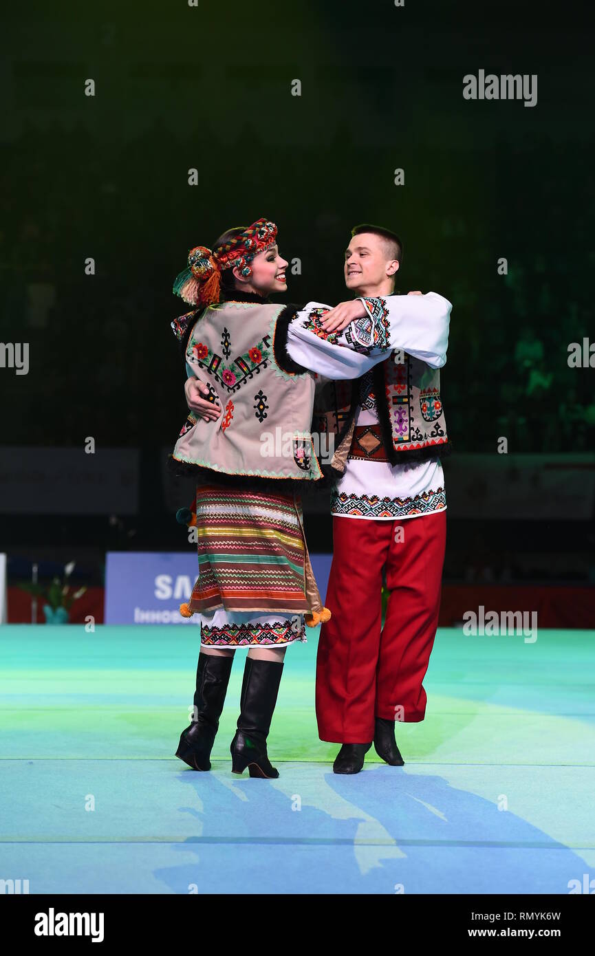 Kyiv, Ukraine - April 01, 2017: Performance of ukrainian dance ensemble ...