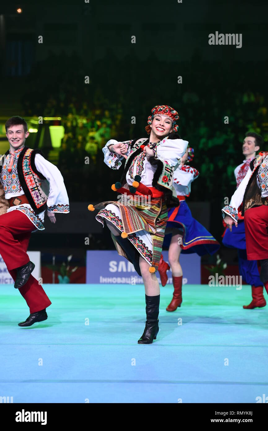 Kyiv, Ukraine - April 01, 2017: Performance of ukrainian dance ensemble ...