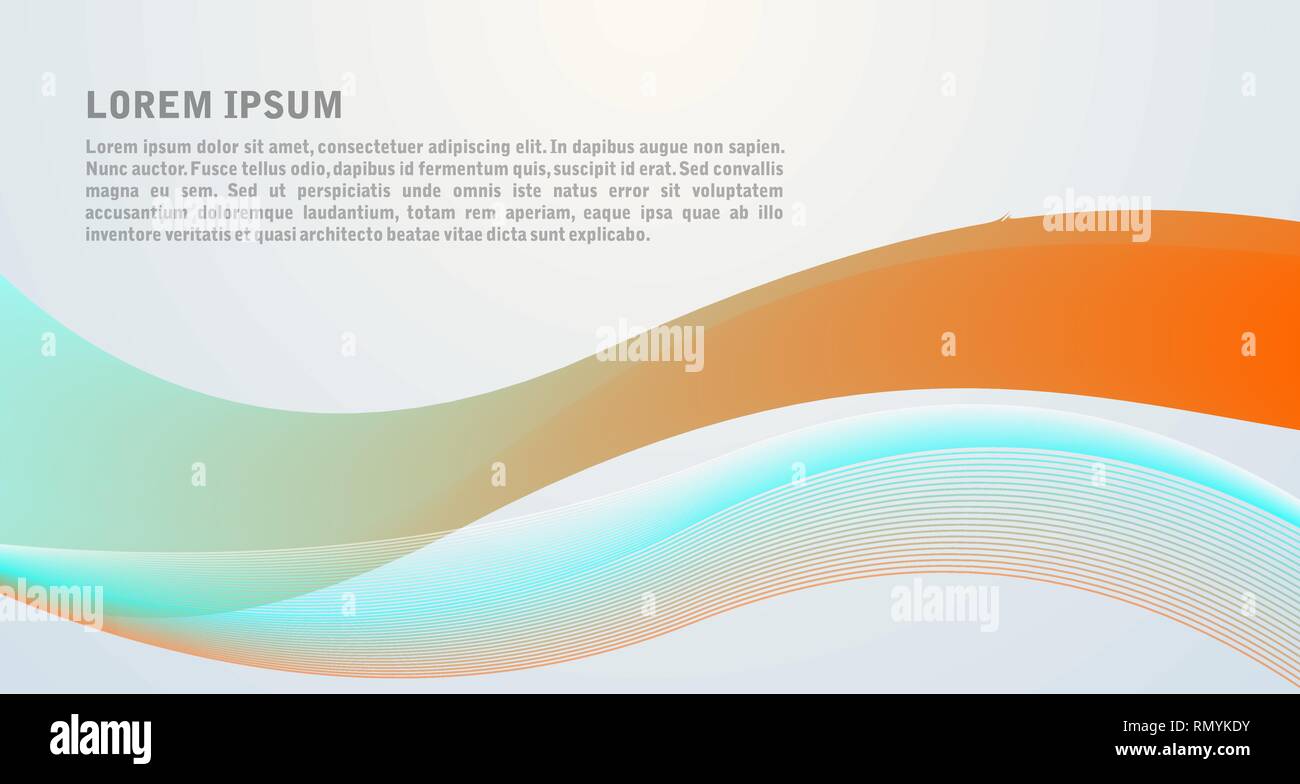 Vector abstract wave background in orange and cyan color Stock Vector ...