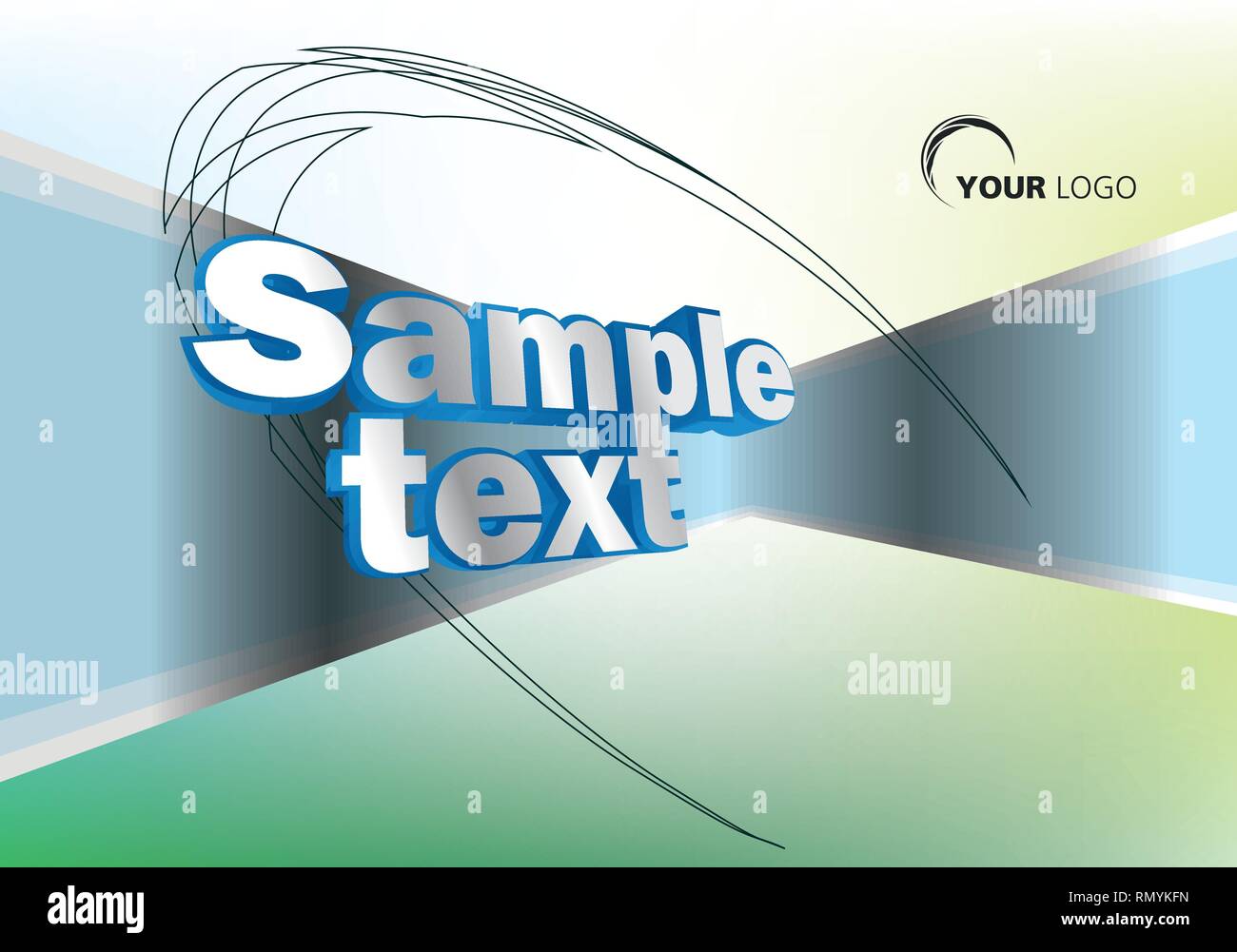 Colorful vector background with 3D sample text in green, yellow and ...