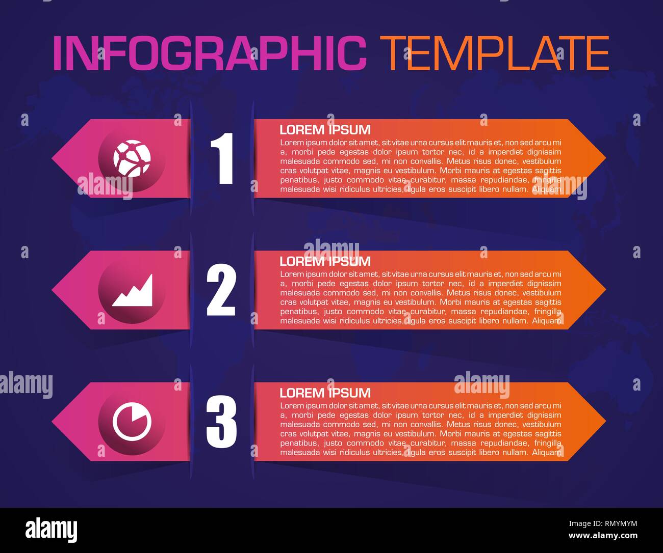 Modern colorful infographics options template vector with violet arrow ...