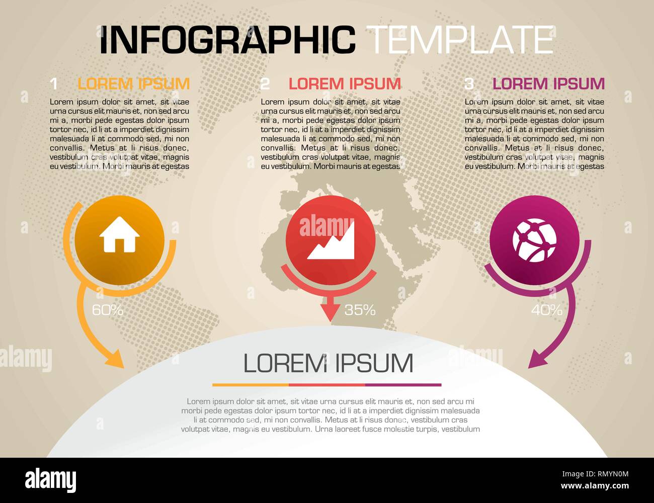 Modern infographics options template vector with colorful circle in red ...